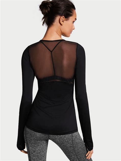 Mesh Long Sleeve Tee Workout Tops For Women Fitness Fashion Athletic Crop Top