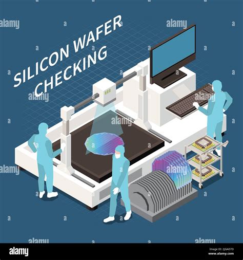 Semiconductor Chip Production Isometric Composition With Three Workers