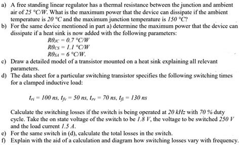 solved a a free standing linear regulator has a thermal resistance between the junction and