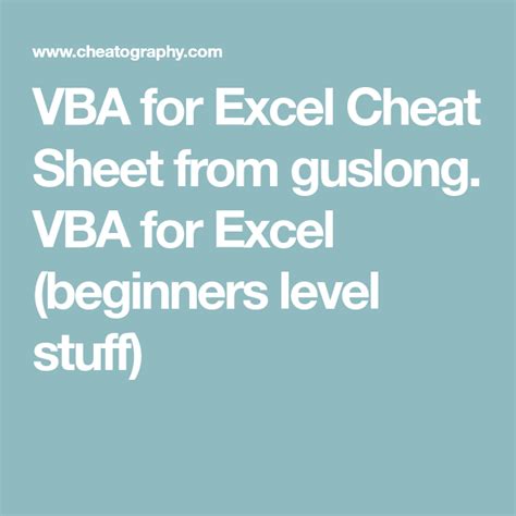 vba for excel cheat sheet by guslong excel cheat sheet excel cheat vrogue