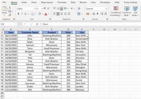 Filter Tool Excel Practice Online