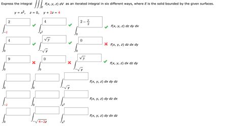 answered express the integral f x y z dv… bartleby