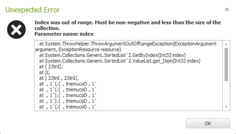 error message unexpected error index was out of range must be non negative and less than the