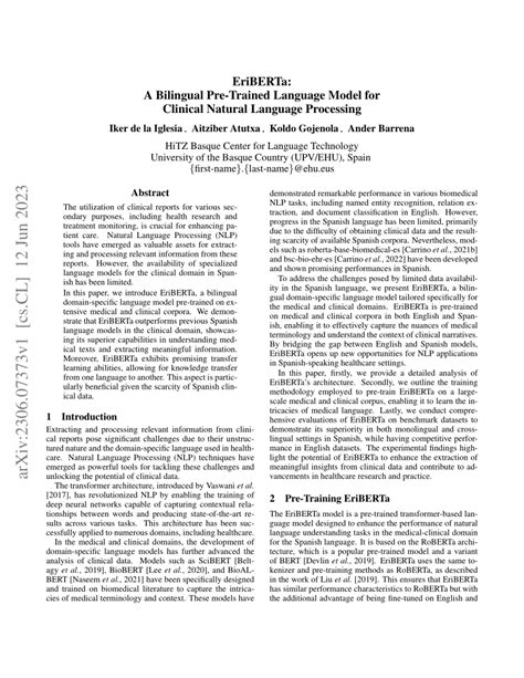 pdf eriberta a bilingual pre trained language model for clinical natural language processing