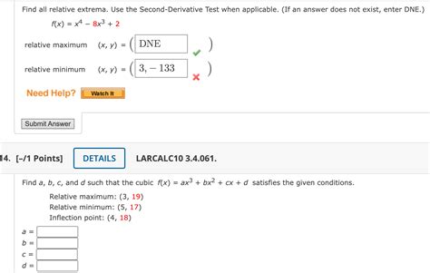 solved find all relative extrema use the second derivative