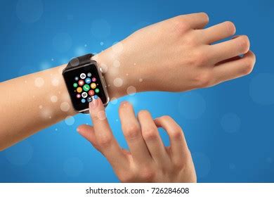Naked Female Hand Smartwatch Application Icons Stock Photo 726284608