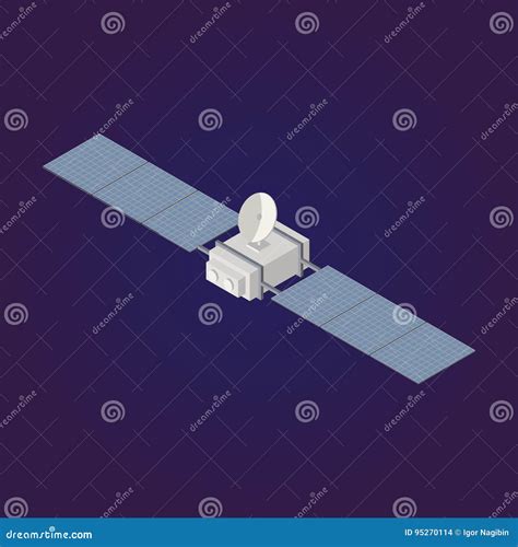Set Isometric Satellite Satellites Orbiting The Planet Earth And