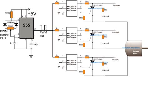 3 phase induction motor speed controller circuit ~ electronic circuit projects