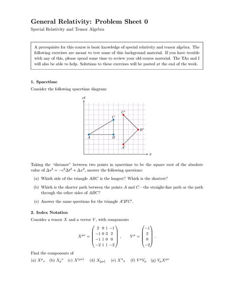 problem set 0 general relativity problem sheet 0 special relativity and tensor algebra a