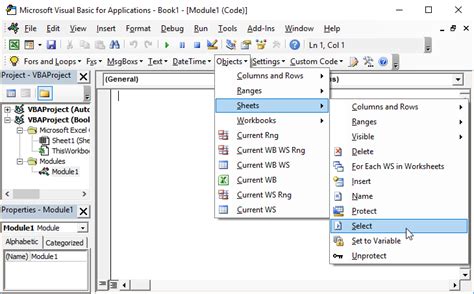 vba select worksheets