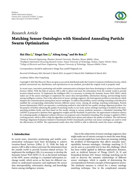 pdf matching sensor ontologies with simulated annealing particle swarm optimization