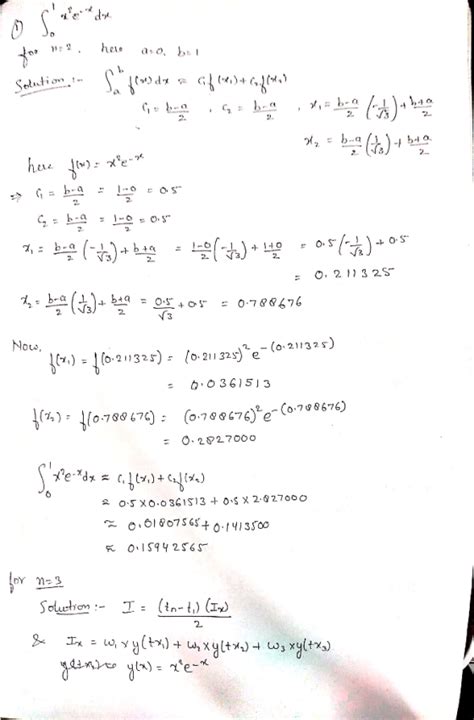 approximate the following integrals using gaussian quadrature with n 2 and 3 don t use