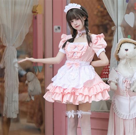 Pink Maid Uniformjapanese Maid Cosplaycostume Women Etsy