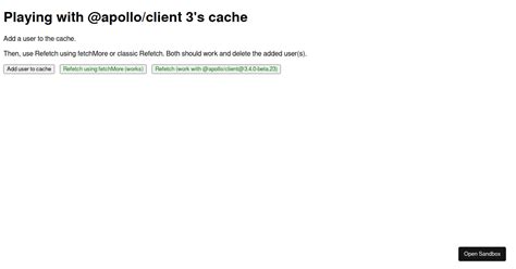 Playing With Apollo Client 3 Cache Forked Codesandbox