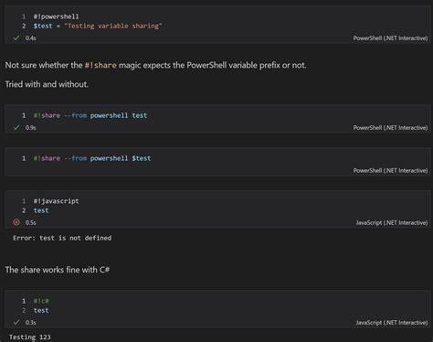 how to share from powershell to javascript · issue 2300 · dotnet interactive · github