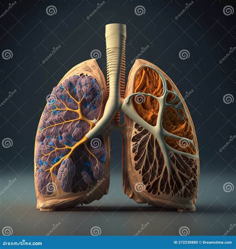 3D Detailed Lungs Organ Human Biology Anatomy Stock Illustration