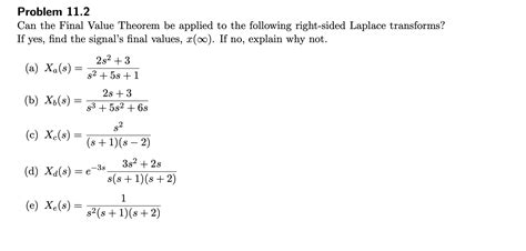 solved problem 11 2 can the final value theorem be applied