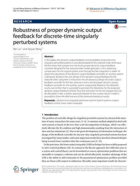 pdf robustness of proper dynamic output feedback for discrete time singularly perturbed systems