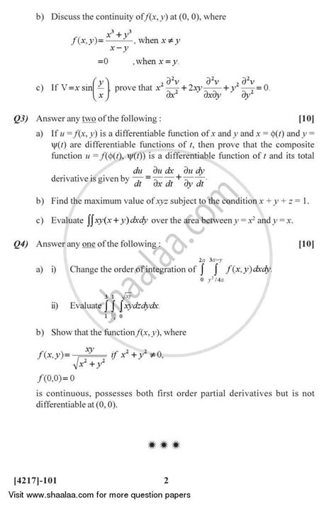 calculus of several variables 2012 2013 b sc mathematics semester 3 sybsc question paper with