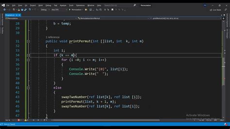 write a program in c sharp to generate all possible permutations of an array using recursion