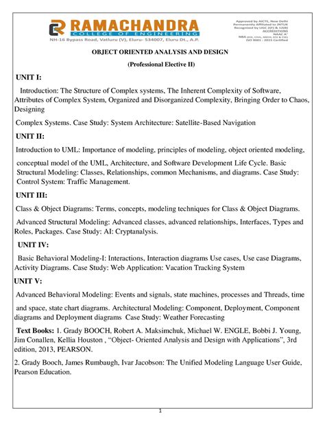unit i jntuk ooad unit 1 notes object oriented analysis and design professional elective ii