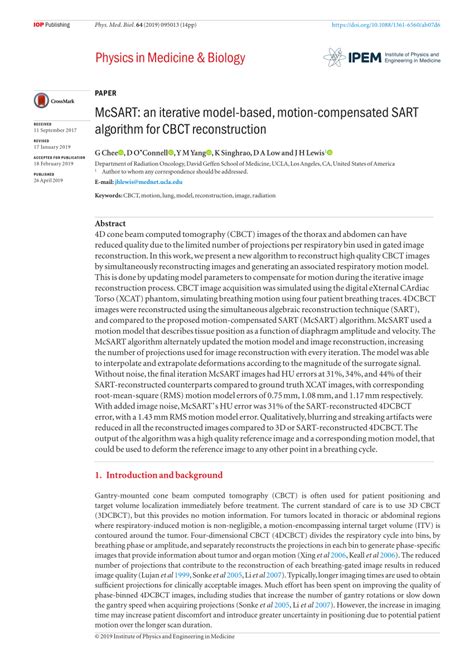 mcsart an iterative model based motion compensated sart algorithm for cbct reconstruction