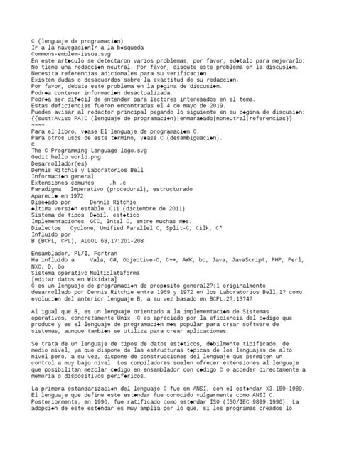 la importancia del lenguaje c pdf c lenguaje de programación c