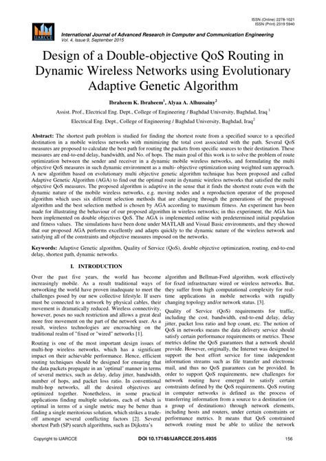 pdf design of a double objective qos routing in dynamic wireless networks using evolutionary