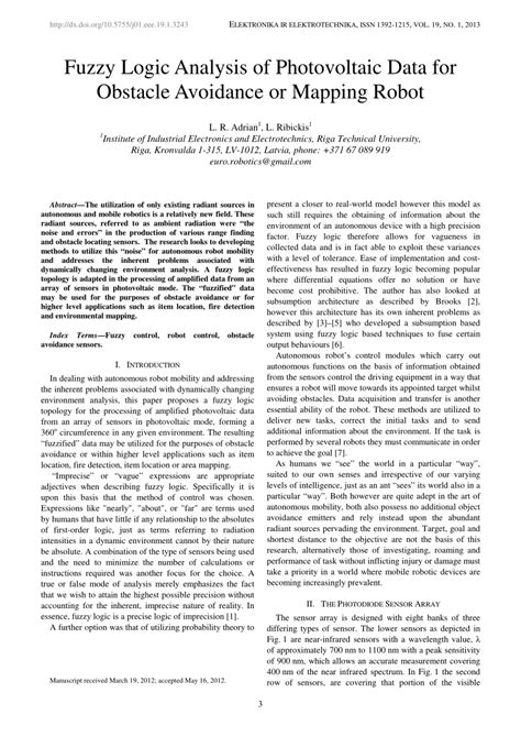 pdf fuzzy logic analysis of photovoltaic data for obstacle avoidance or mapping robot