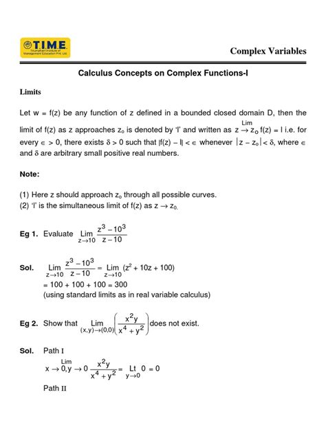 calculus concepts on complex functions i pdf analytic function holomorphic function