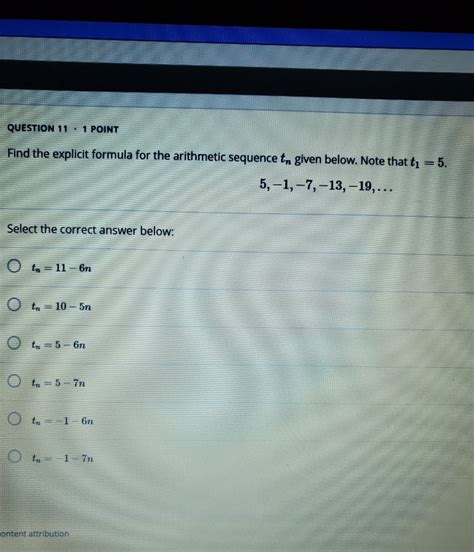 solved question 11 · 1 point find the explicit formula for