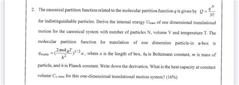 solved 2 the canonical partition function related to the
