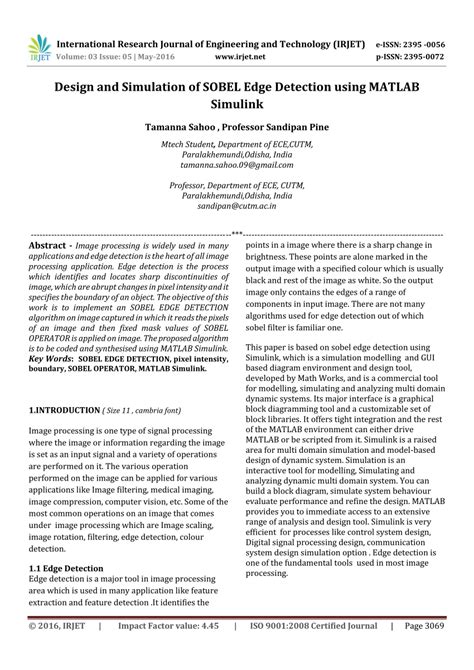 pdf design and simulation of sobel edge detection using matlab simulink