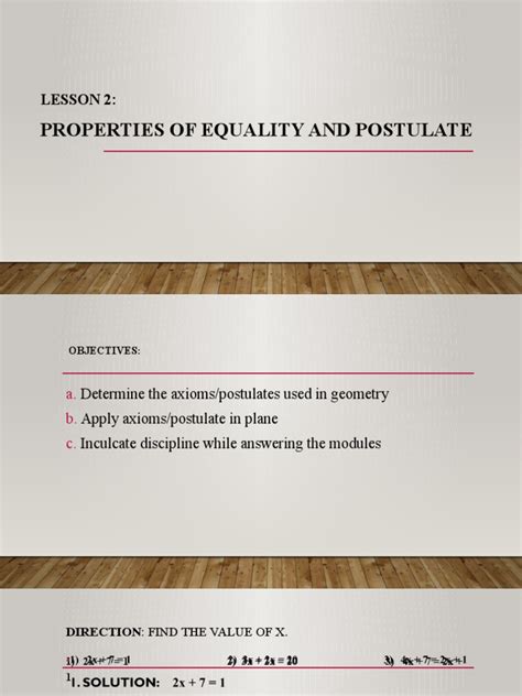 properties of equality and postulate lesson 2 pdf euclidean geometry mathematical concepts