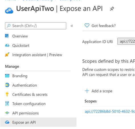 implement a web app and an asp core secure api using azure ad which delegates to a second