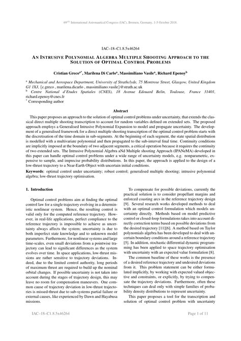 pdf an intrusive polynomial algebra multiple shooting approach to the solution of optimal