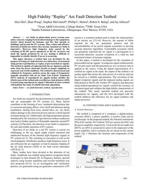 pdf high fidelity replay arc fault detection testbed