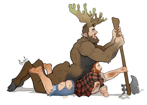 Rule 34 Anal Antlers Axe Barazoku Beard Clothing Duo Facial Hair Ghuraok Horn Human Humanoid