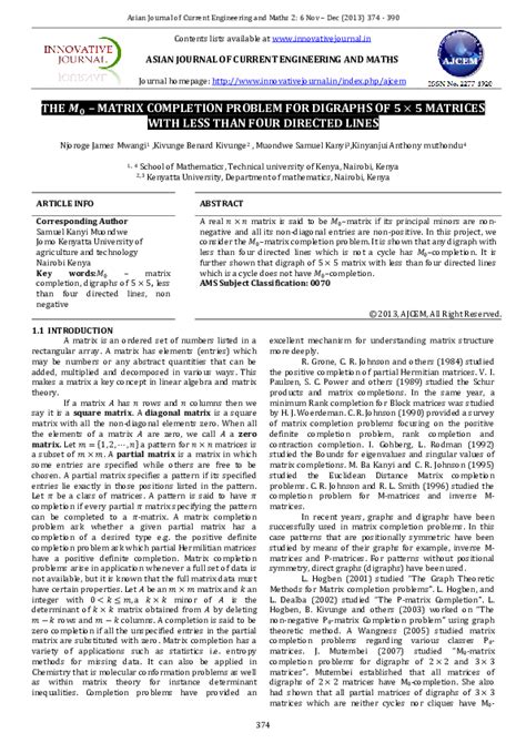 pdf the matrix completion problem for digraphs of matrices with less than four directed lines