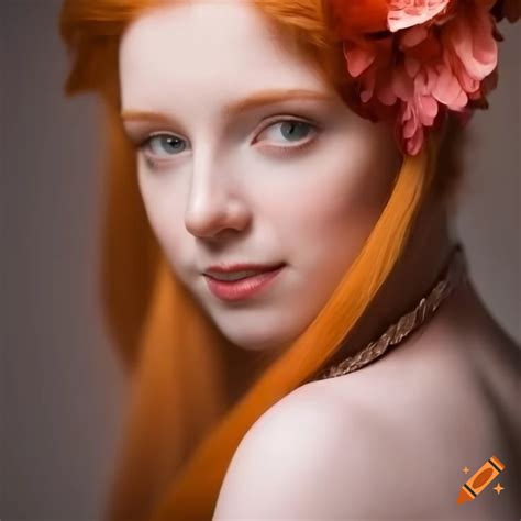 Portrait Of A Smiling Redhead Woman In Floral Dress On Craiyon