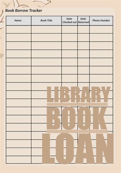 Amazon Library Book Loan Log Library Sign Out Sheets Keep Track
