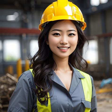 Premium AI Image Labor Day Girl With Safety Helmet And Uniform