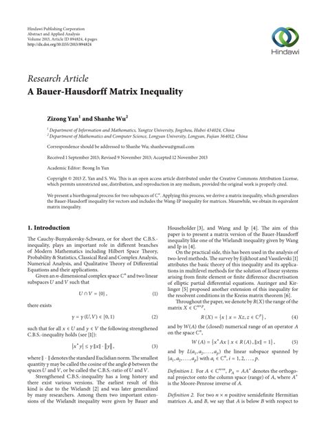 pdf a bauer hausdorff matrix inequality