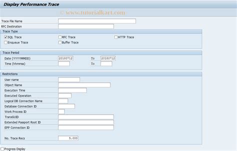 ST05 E2E SAP Tcode Display Performance Trace Transaction Code