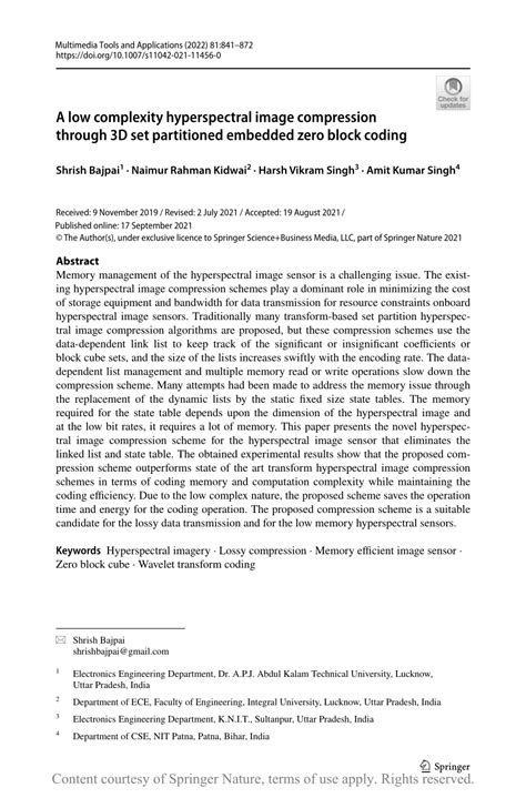 a low complexity hyperspectral image compression through 3d set partitioned embedded zero block