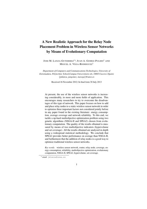 pdf a new realistic approach for the relay node placement problem in wireless sensor networks
