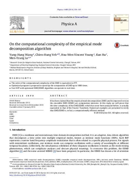 pdf on the computational complexity of the empirical mode decomposition algorithm kun hu