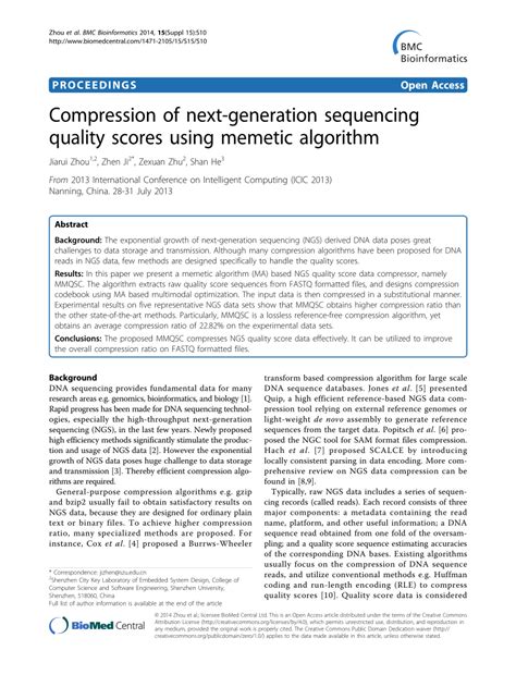 pdf compression of next generation sequencing quality scores using memetic algorithm