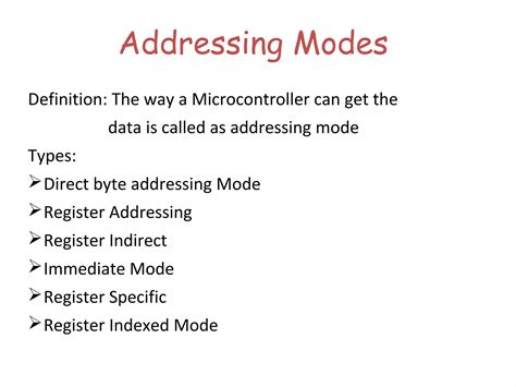 addressing mode and instruction set using 8051 ppt