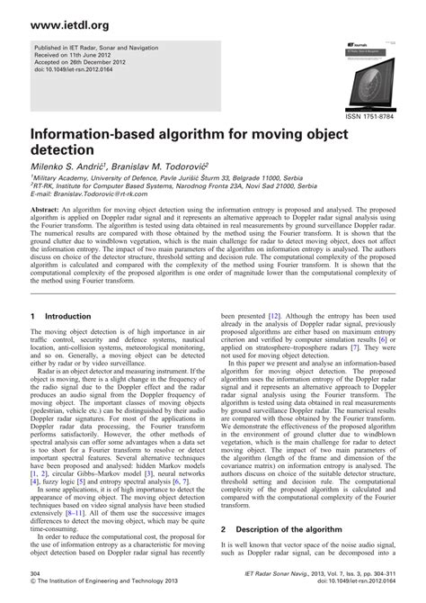pdf information based algorithm for moving object detection